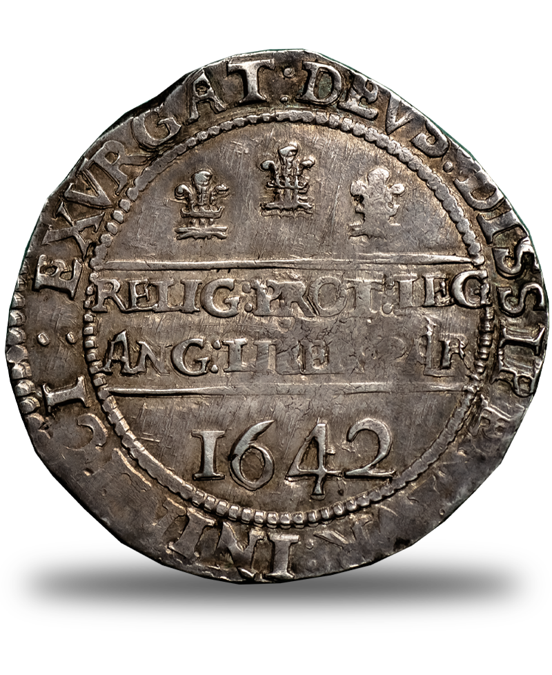 1642 CHARLES I OXFORD HALFCROWN - BULL 594B - 1 OF 3 KNOWN – M & H
