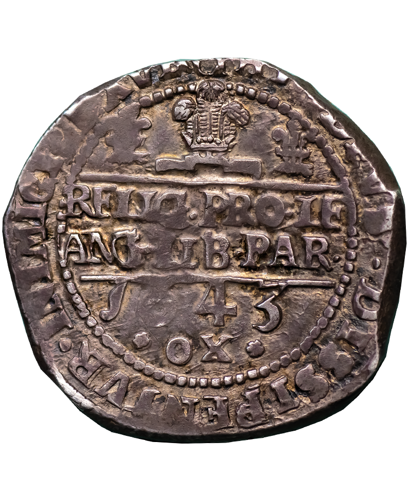 1643 Charles I Oxford Mint Halfcrown - Bull 608F – M & H