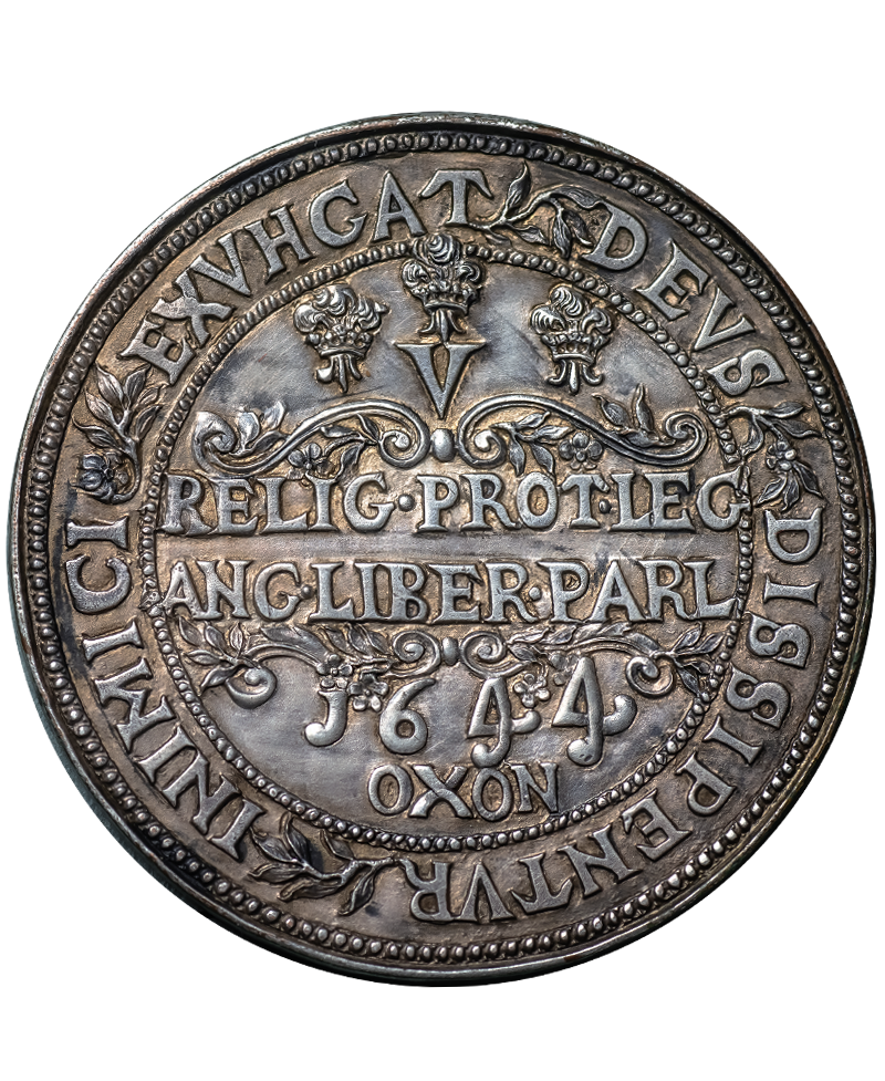 1644 Charles I 18th century copy of the Rawlins Oxford crown. – M & H